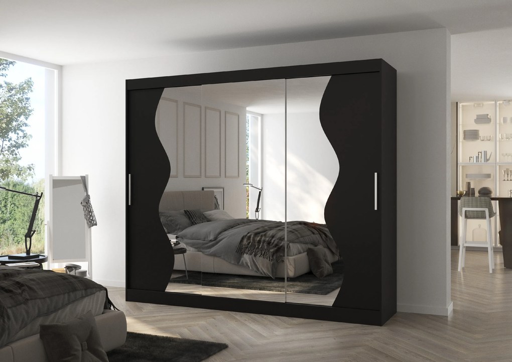 ADRK Furniture Skříň s posuvnými dveřmi a zrcadlem SHARON 250 ADRK-SW-SHA-B-250