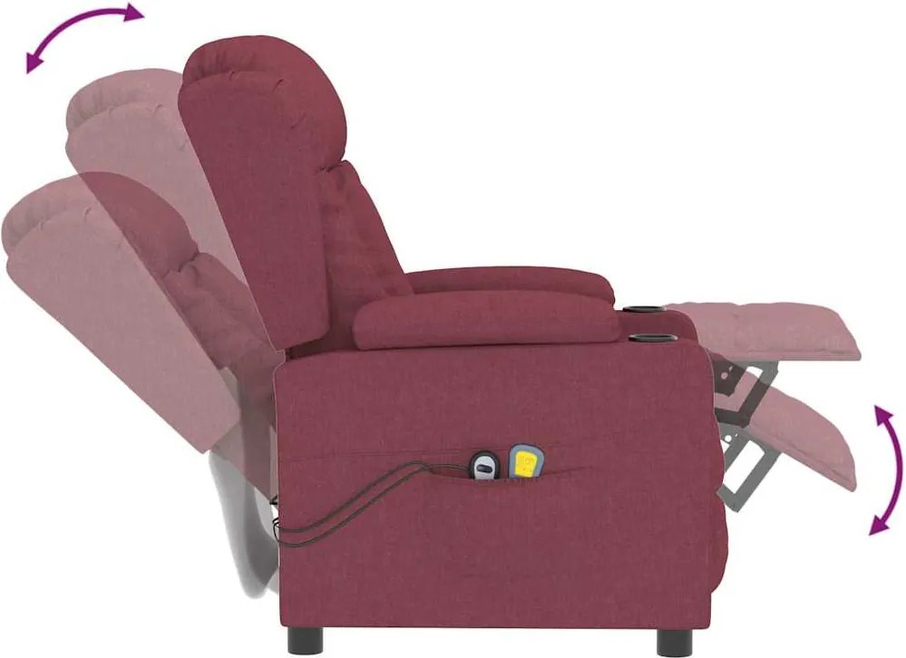 Elektrické masážní křeslo vínové textil 3098792