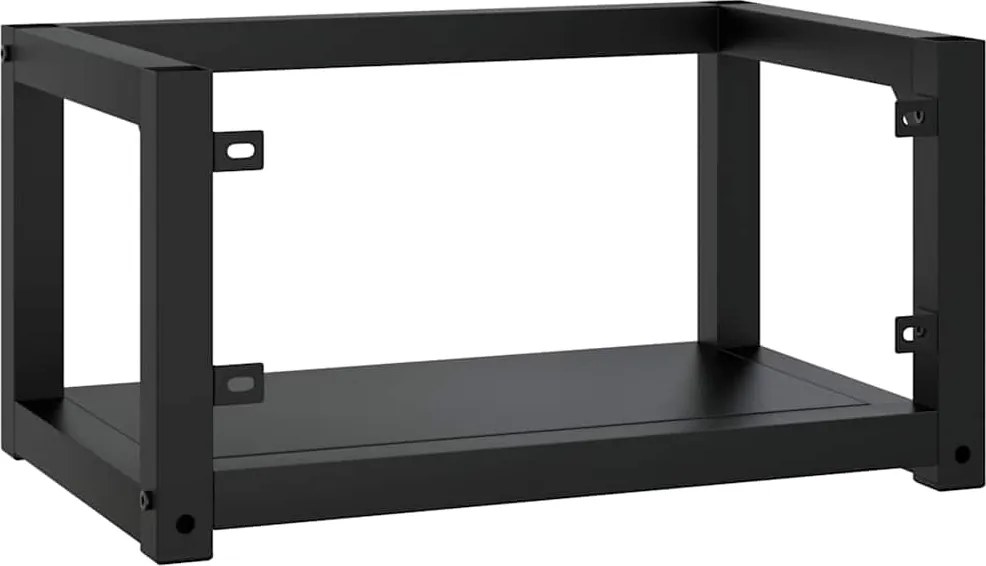 Nástěnný koupelnový regál pod umyvadlo černý 59x38x31 cm železo 338494