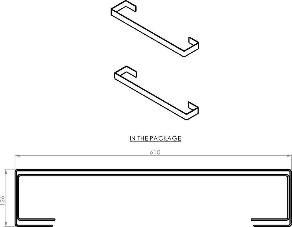 Sapho ENIS držáky ručníků 620x40 mm, 2ks, černá mat IRPA32B