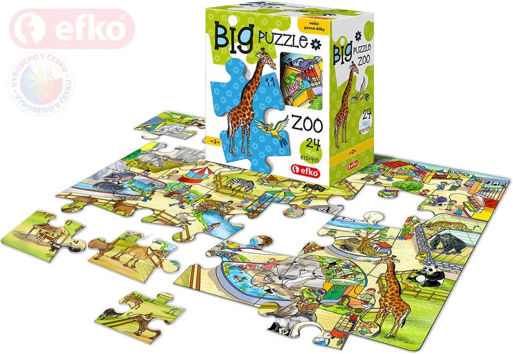 EFKO Baby Puzzle BIG V ZOO velké dílky skládačka set 24 dílků 68x47cm v krabici ef54615