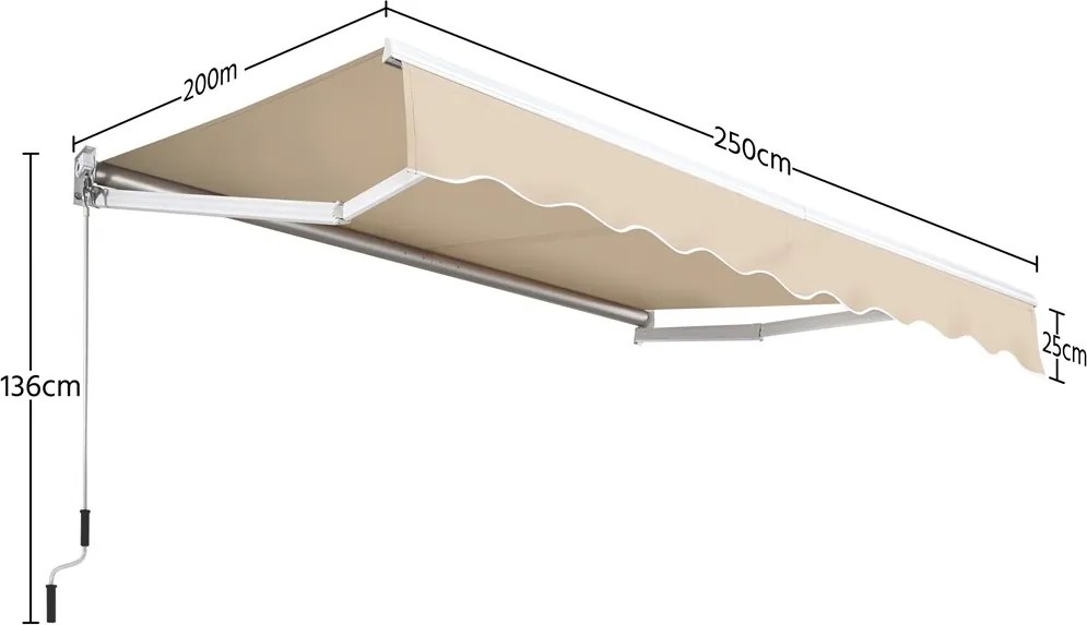 Markýza Yaheetech – béžová, 250 × 200 cm (257325163274)