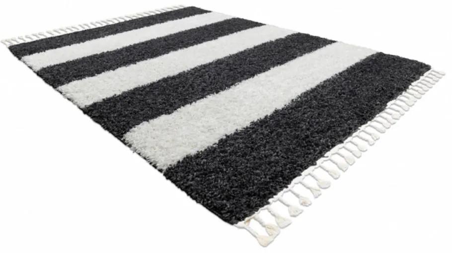Kusový koberec Shaggy Pruhy šedý 140x190cm