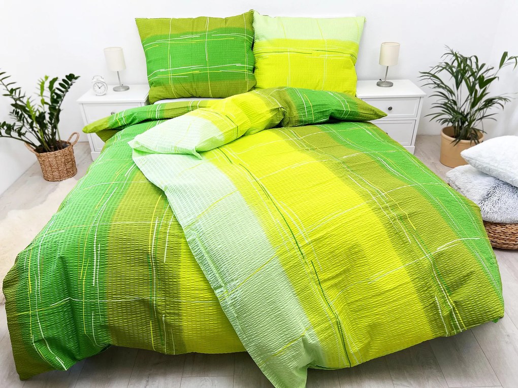 Písecké lůžkoviny krepové povlečení Cákance zelené 200x260 Zapínání: knoflík, Velikost polštáře: 70x90