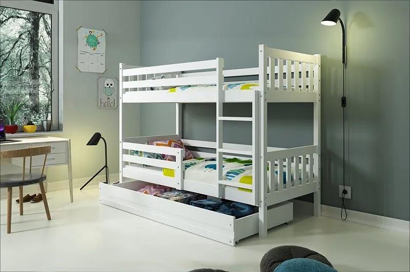 Dětská patrová postel CARINO se šuplíkem - barva bílá