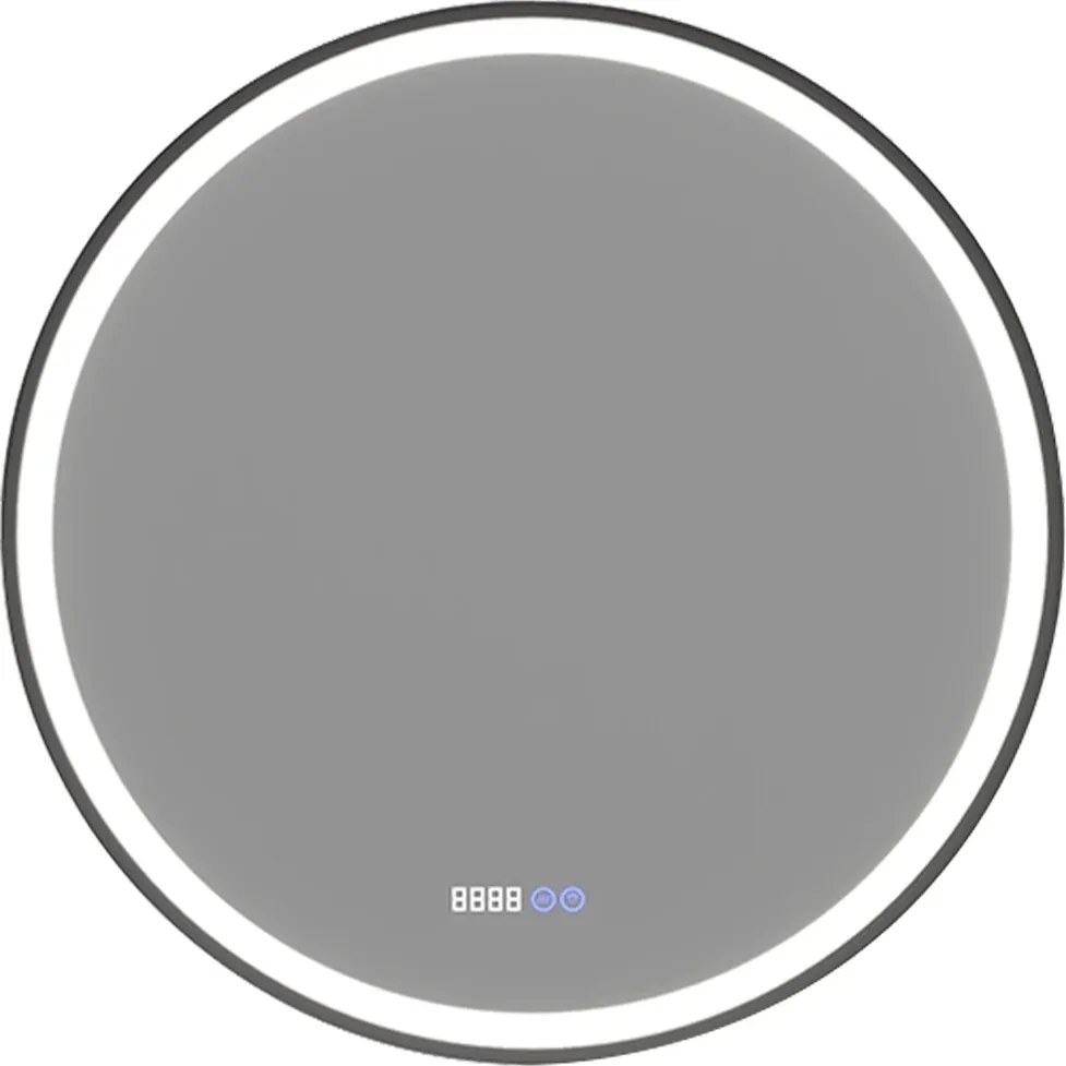 CERANO - Koupelnové LED zrcadlo Rivo, kovový rám - černá matná - Ø 60 cm
