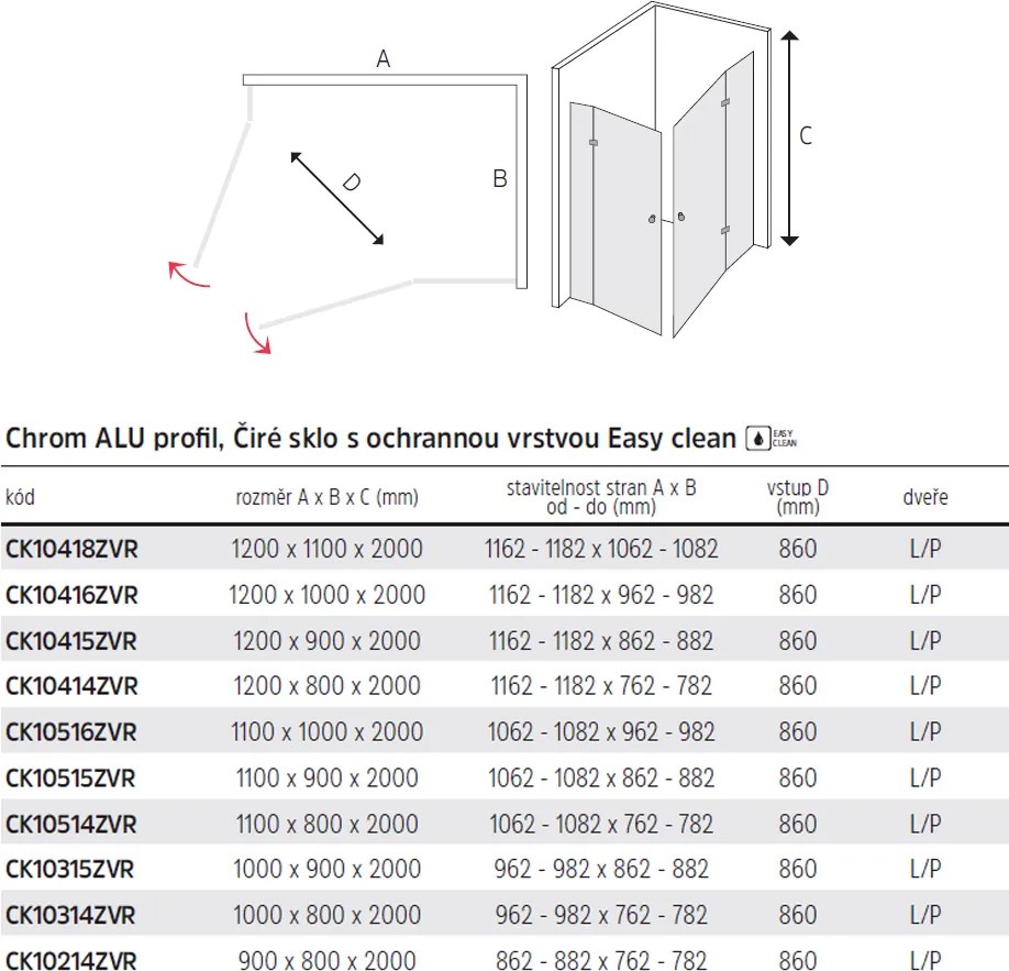 Mereo Mereo, Sprchový kout, Novea, obdélník, chrom ALU, sklo Čiré, CK10415ZVR