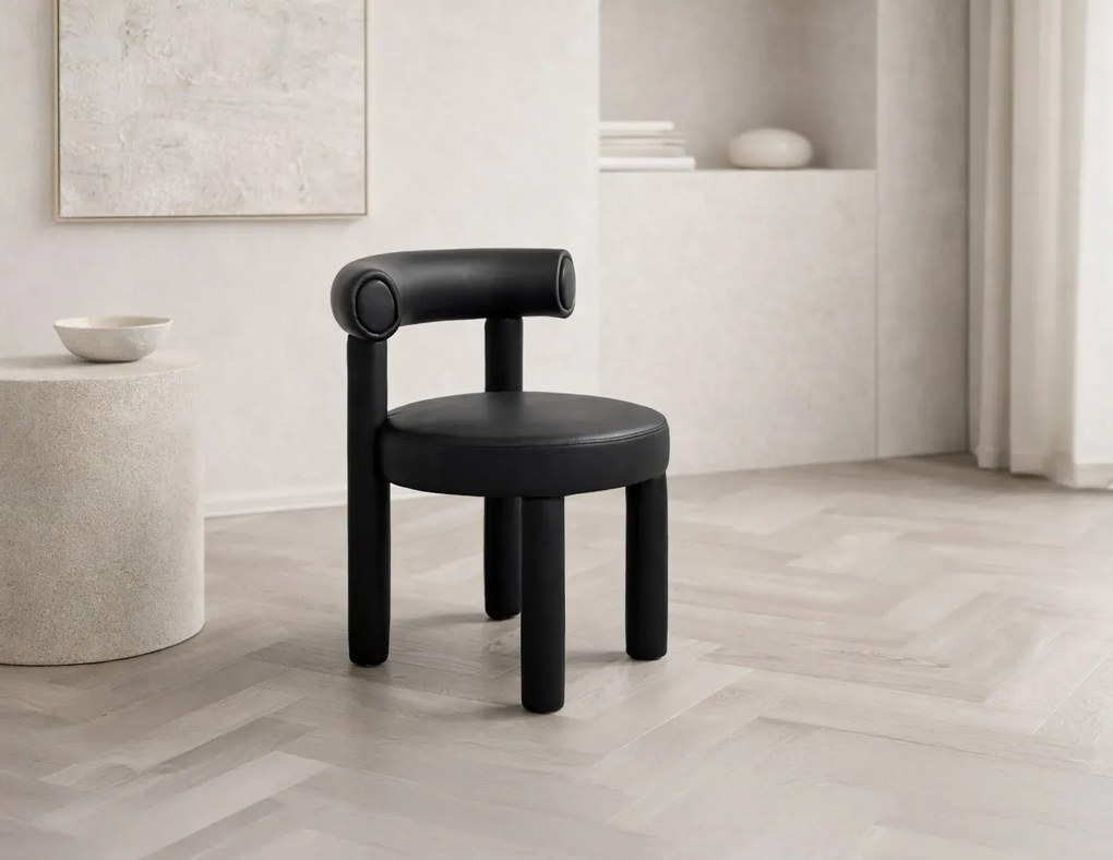 Designová jídelní židle Leith umělá kůže černá