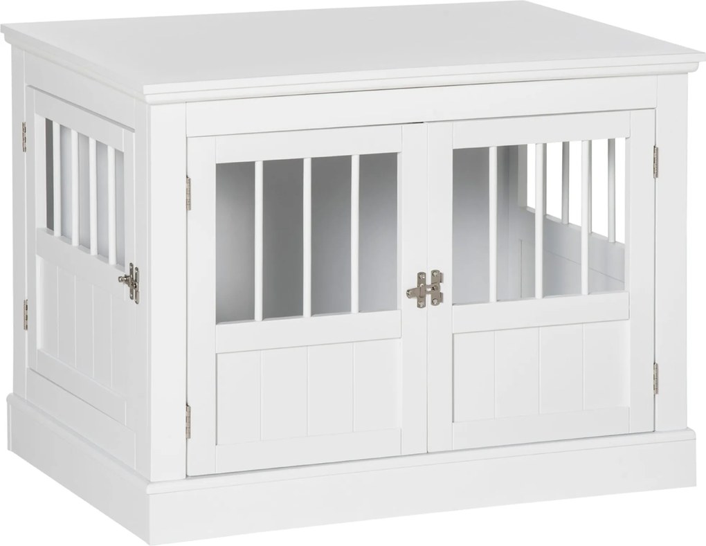 PawHut Psí Kotec, Nábytek se 3 Dveřmi, Psí Dům do Interiéru pro Malé Psy do 10 kg, Rozměry 78 x 53 x 59,3 cm, Bílý | Aosom