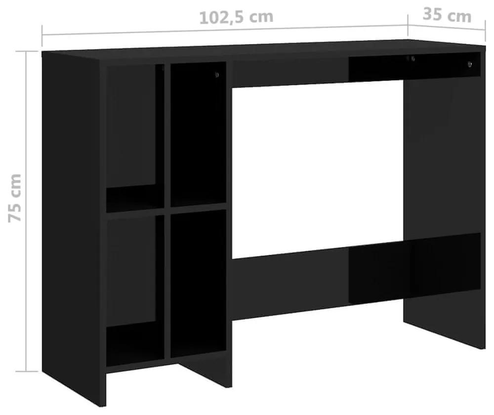Petromila Stůl na notebook černý vysoký lesk 102,5x35x75 cm dřevotříska