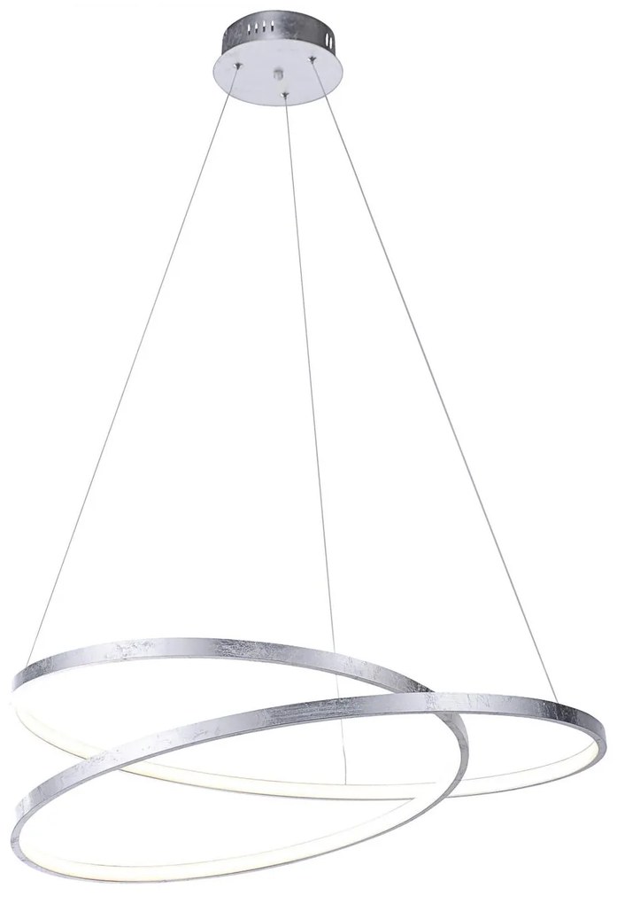 PAUL NEUHAUS LED závěsné svítidlo, imitace plátkového stříbra, kruhové, design SimplyDim 3000K PN 2474-21