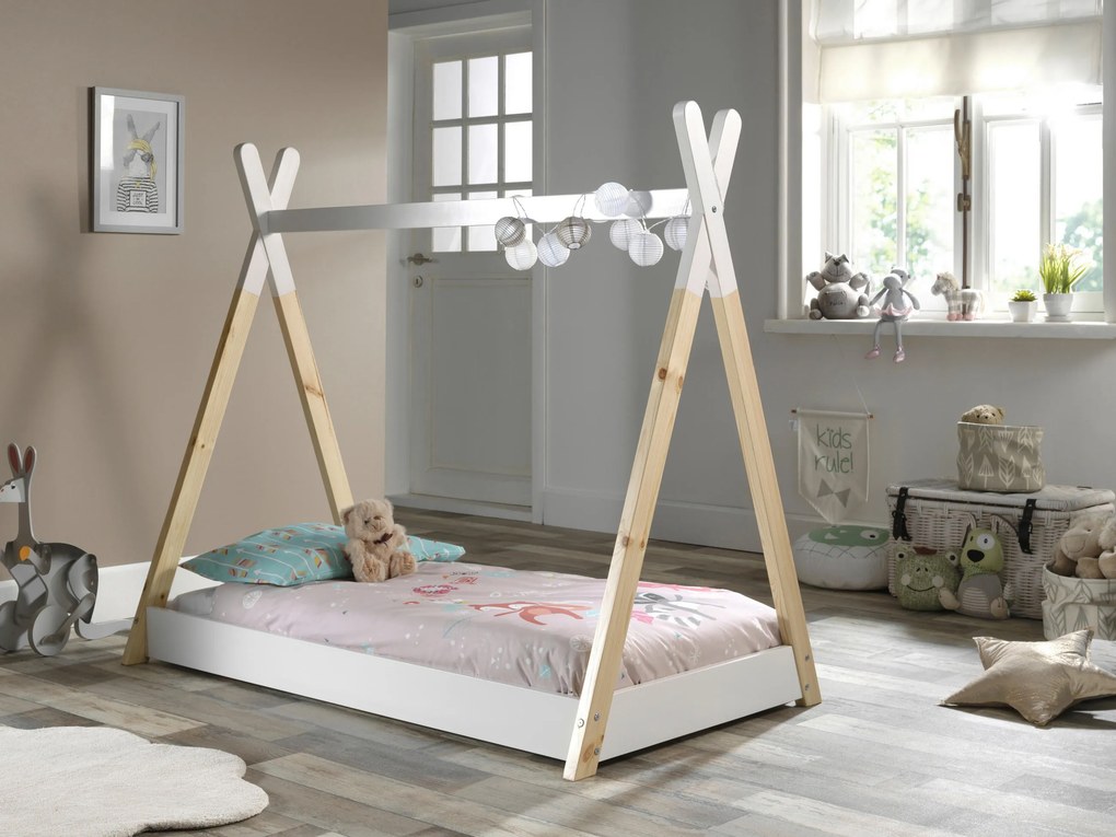 XXXLutz DĚTSKÁ POSTEL SE STŘÍŠKOU, 70/140 cm bílá, barvy borovice MID.YOU - Dětské postele - 001315002801