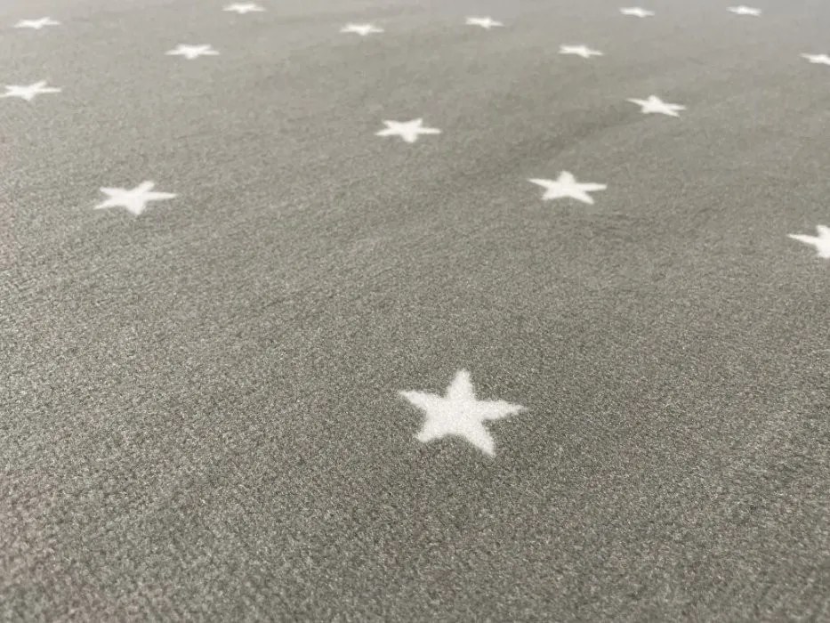 Vopi | Dětský koberec Hvězdička šedá - 80 x 250 cm
