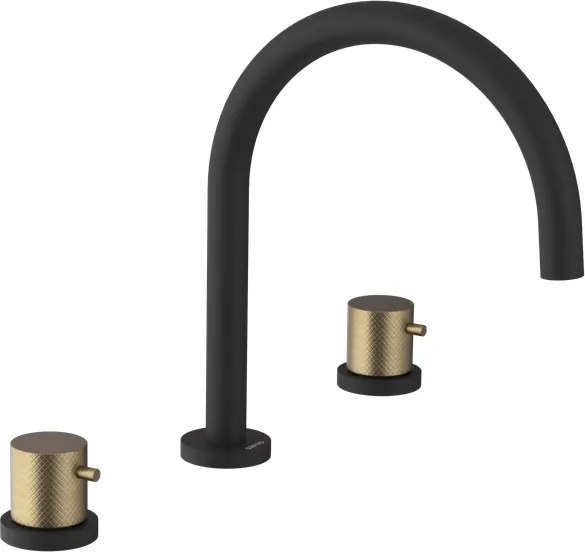 Sapho Sapho, ULTRASAN tříprvková umyvadlová baterie bez výpusti, černá mat/zlato mat, UT017VBG