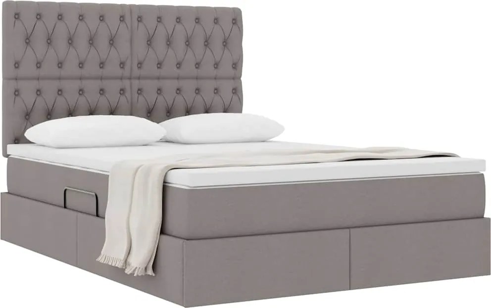 Postel s úložným prostorem a matrací Taupe 140 x 200 cm textil 3371850