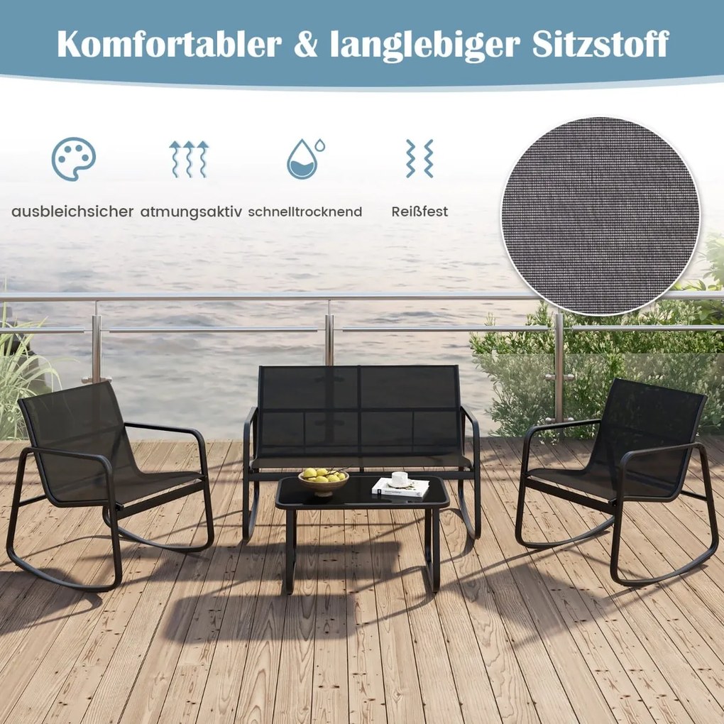 Costway 4-dílný. Gartenmöbel Set mit Sanfter Schaukelbewegung Sitzgruppe für 4