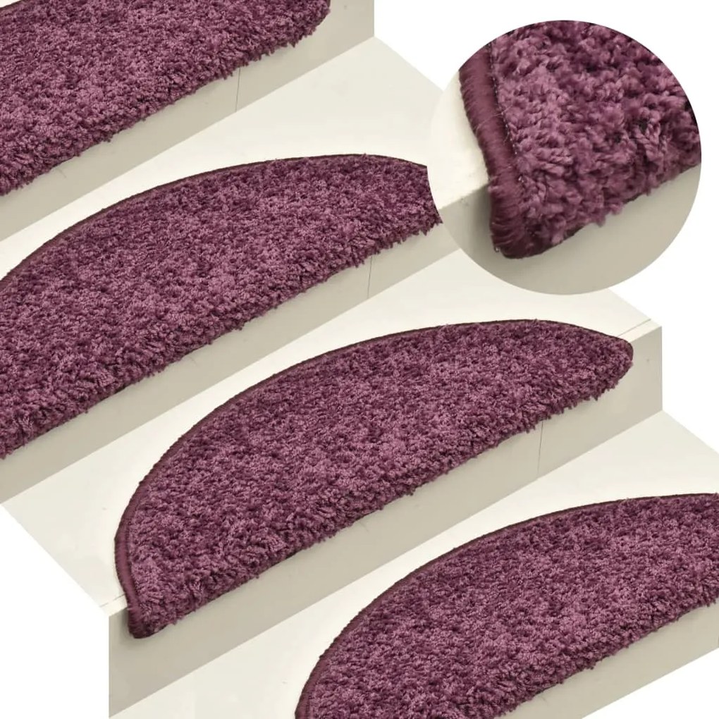 Schodové rohože 15 ks 65 x 21 x 4 cm tmavě fialové, půlkulaté, velké 322385