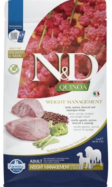 N&D QUINOA Dog GF Weight Management Lamb & Broccoli Adult Medium & Maxi 2,5 kg