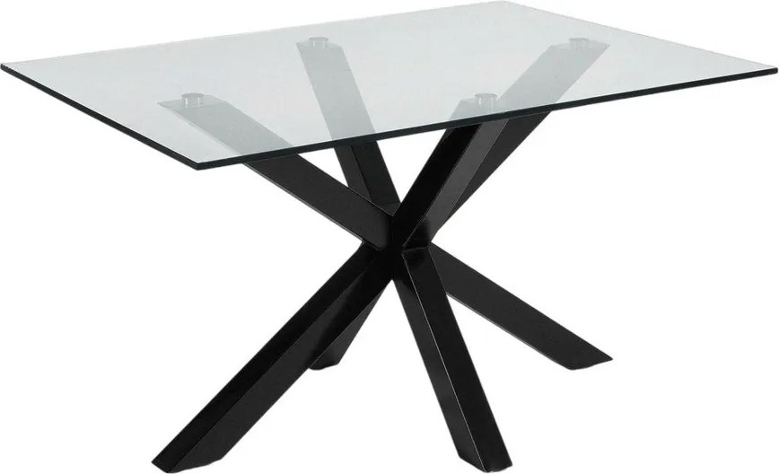 Černý konferenční stolek se skleněnou deskou 70x130 cm Argo – Kave Home