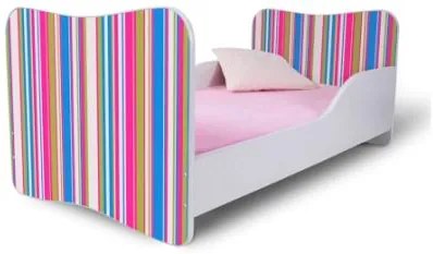 Dětská postel Růžové proužky - butterfly - Rozměry postele délka 160 x šířka 80