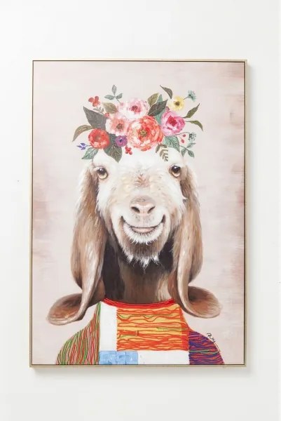 Obraz s ručními tahy Flowers Goat 102×72 cm