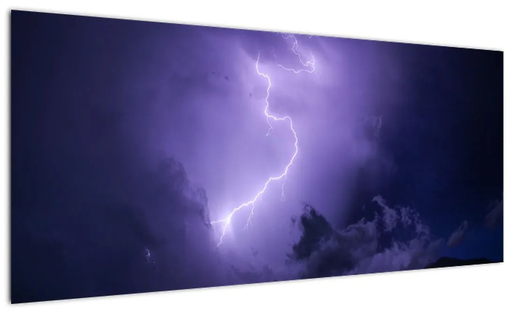 Obraz - fialová obloha a blesk (100x40 cm), 40 dalších rozměrů
