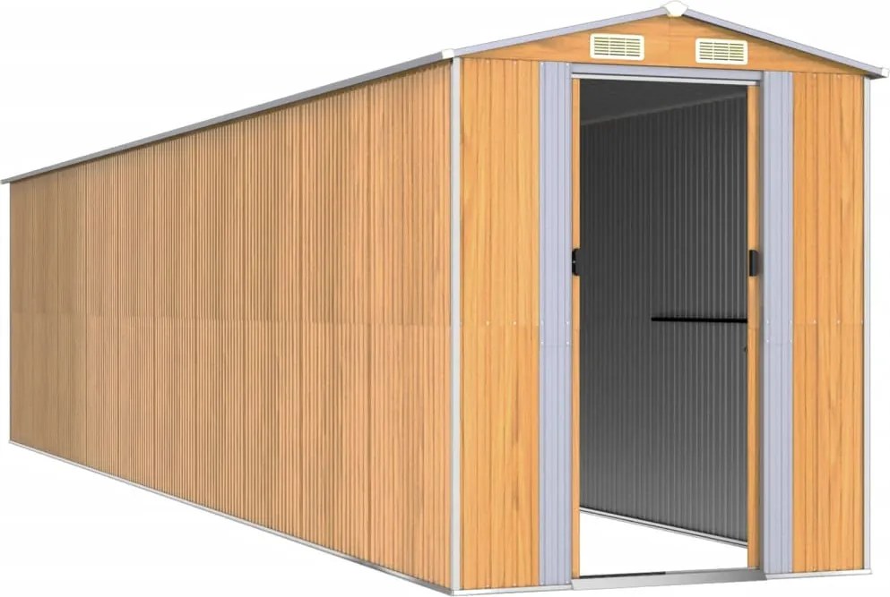 Zahradní kůlna světle hnědá 192x855x223 cm pozinkovaná ocel 3147479