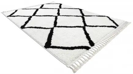 koberec BERBER CROSS, bílá střapce, Maroko, Shaggy velikost 140x190 cm | krásné koberce cz