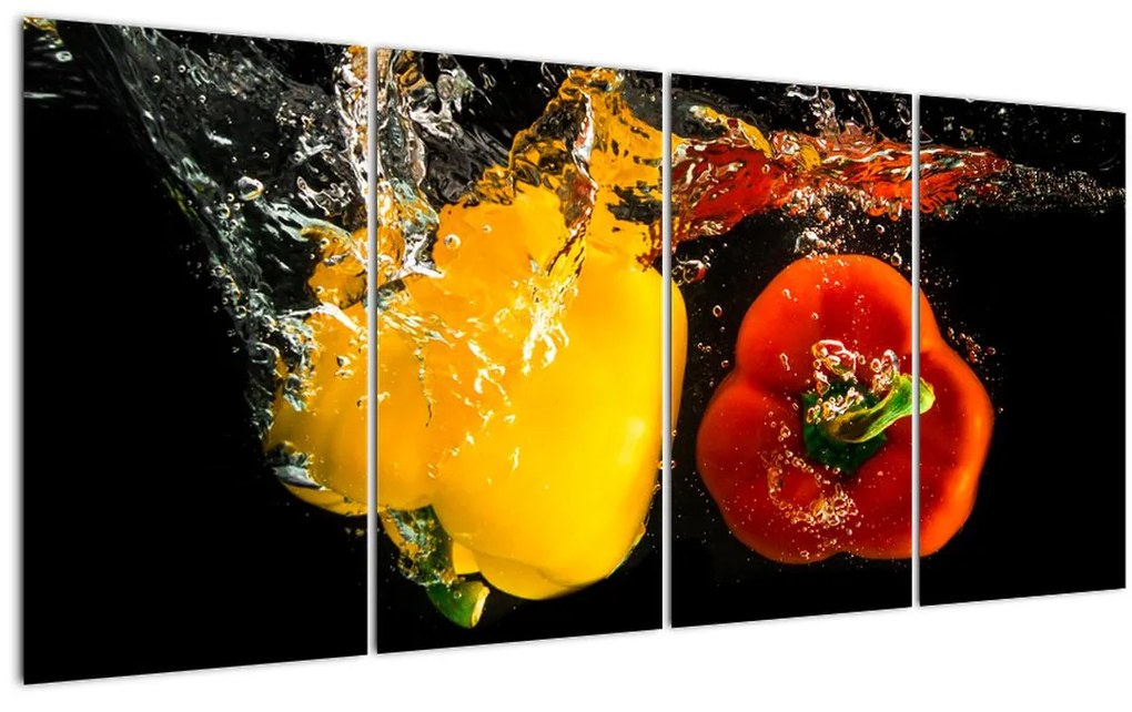 Obraz - papriky ve vodě (160x80 cm), 40 dalších rozměrů
