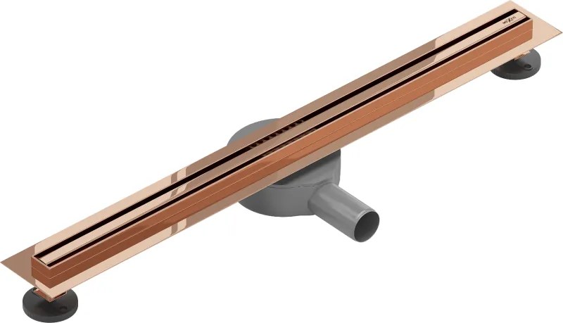 Mexen Flat 360° Slim, lineární podlahový žlab 50 cm, růžové zlato, 1641050