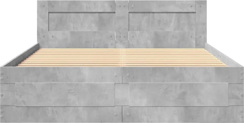 Rám postele s čelem betonově šedý 120 x 200 cm kompozitní dřevo 3295572
