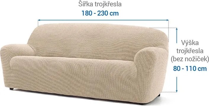 Super strečové potahy NIAGARA smetanová trojkřeslo (š. 180 - 230 cm)