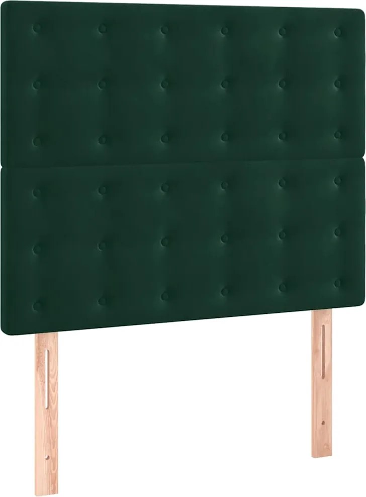 Box spring postel s matrací a LED tmavě zelená 90x200 cm samet 3136344
