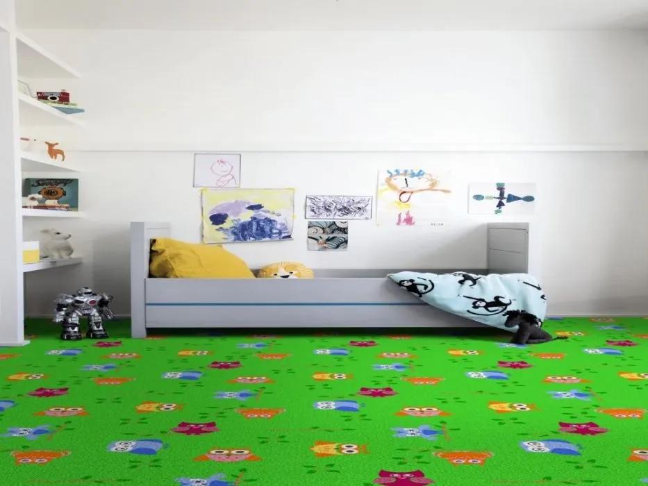 Vopi Dětský koberec Sovička 5261 zelená 200 x 200 cm