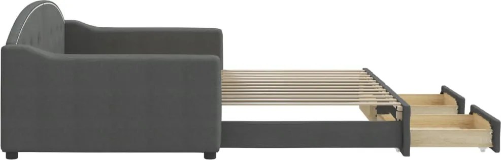 Válenda s přistýlkou a zásuvkami tmavě šedá 100 x 200 cm textil 3197572