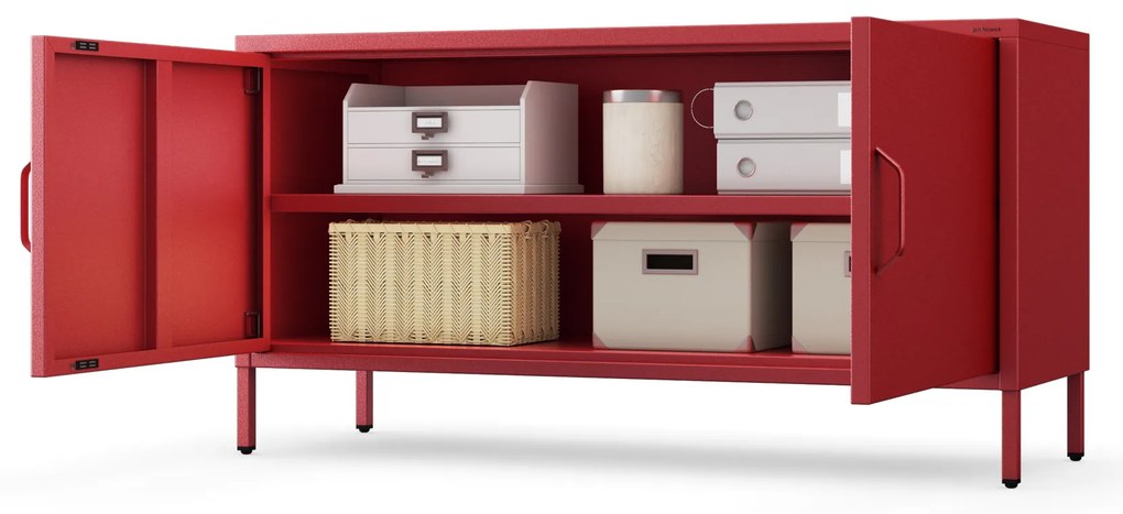 TV skříňka kovová na nožičkách červená, 1150x595x400 mm: ROSA Modern