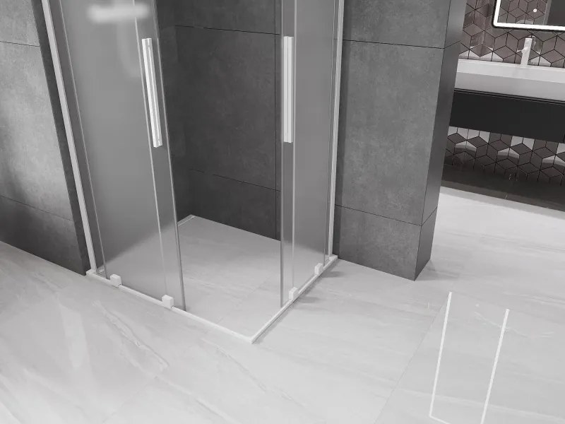 Mexen Velar L Duo, sprchový kout s posuvnými dveřmi 100 x 90 cm, 8mm sklo námraza, bílá matná, 871-100-090-02-33-20