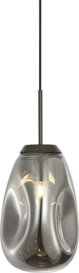 LEITMOTIV Sada 2 ks: Závěsná skleněná lampa Blown Gunmetal 22 × 33 cm