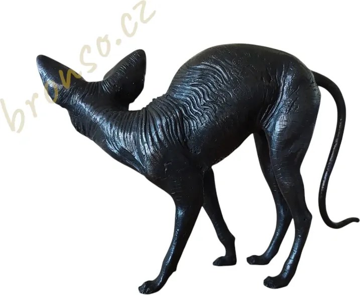 Sphynx – bronzová socha sfingy kočky, elegantní ručně vyrobená dekorace pro milovníky koček