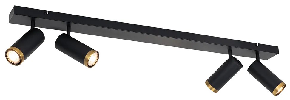 Moderní stropní bodové svítidlo černé s bronzovým 4světelným nastavitelným - Renna