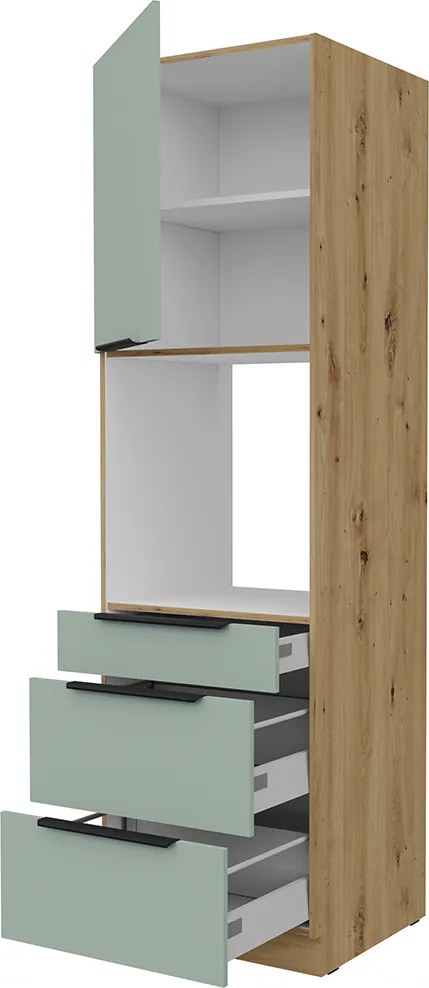 ARIA st | vysoká skříňka 60 DPS-210 3S1F na vestavnou troubu | PREMIUM BOX | 60 cm | ANTI FINGERPRINT povrch | artisan/aquamarine