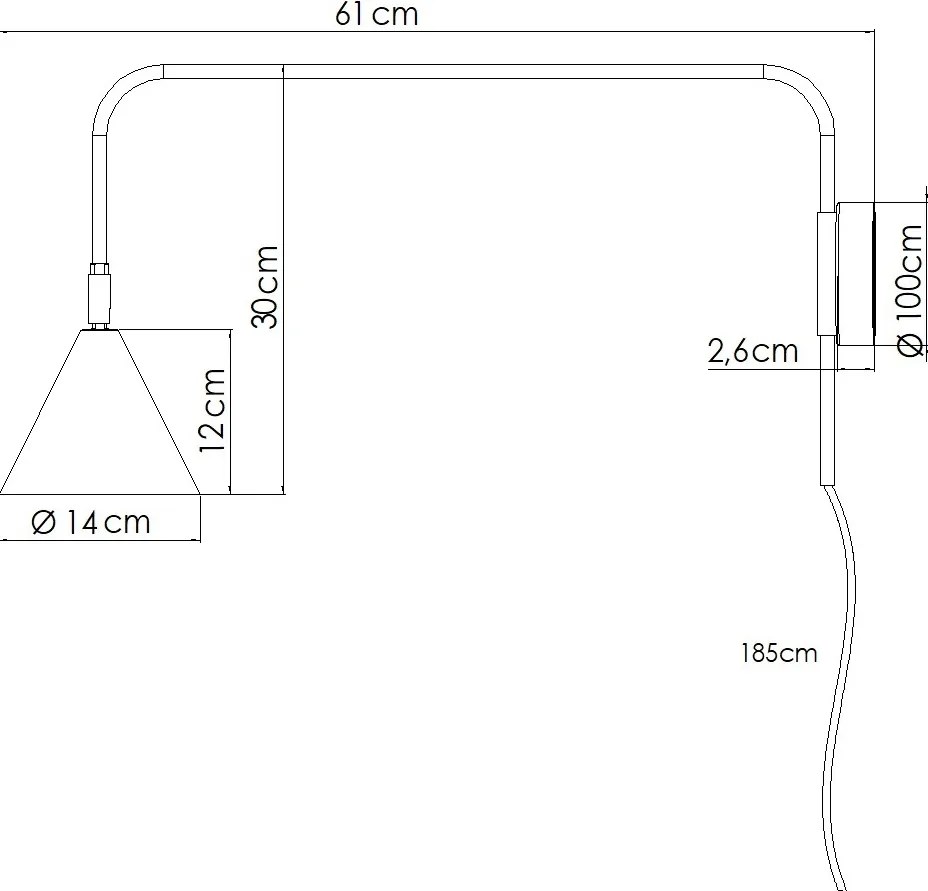Nástěnné svítidlo Nox, 1x béžové kovové stínítko, vypínač