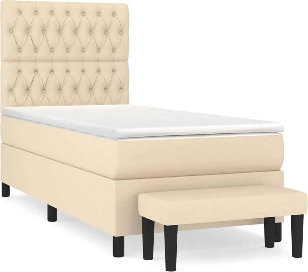 Box spring postel s matrací krémová 90x200 cm textil 3136810