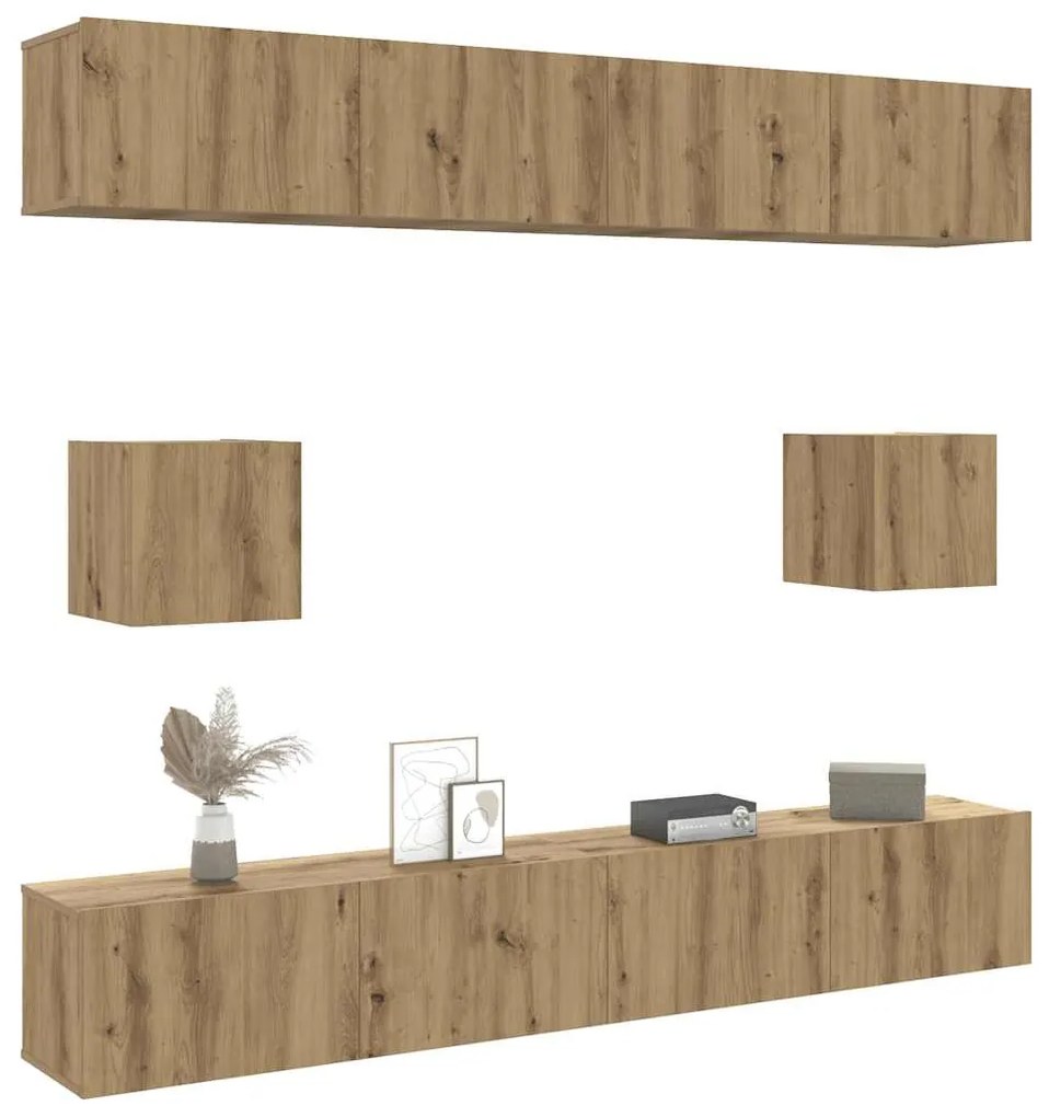 Sada 6 kusů nástěnné TV skříňka dub artisan kompozitní dřevo 3328992