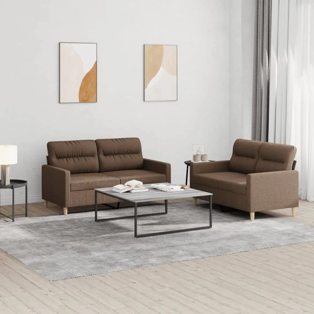 3Dílná Sedací Souprava S Polštáři Textil - Taupe / s poduškami