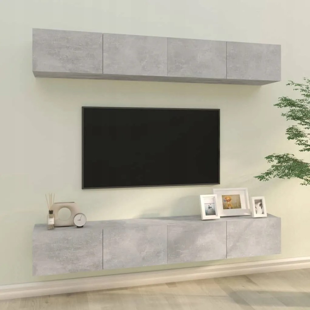 Fionshop 263586380 Nástěnné Tv skříňky 4 ks betonově šedé 100 x 30 x 30 c