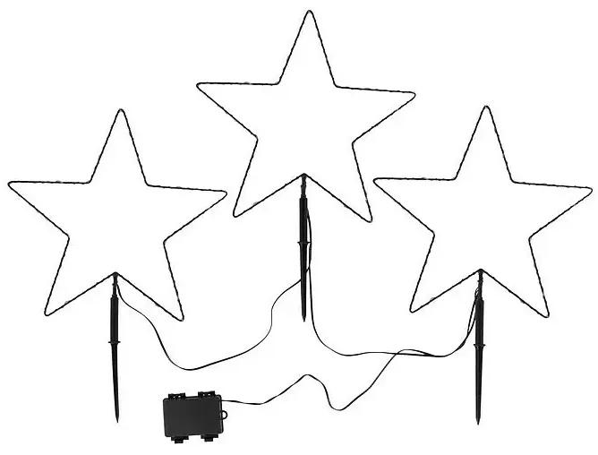 German 3dílná sada vánočního LED osvětlení / hvězda / 30 LED / teplá bílá / venkovní i vnitřní / černá