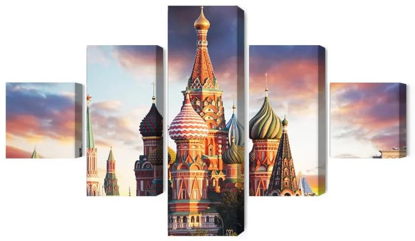 Vícedílný obraz Pohled Z Moskvy Na Rudé Náměstí A Katedrálu Nedostatek Nedostatek Přírodní plátno 150x90