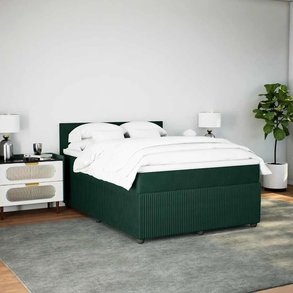 Box spring postel s matrací tmavě zelená 140x200 cm samet 3290055