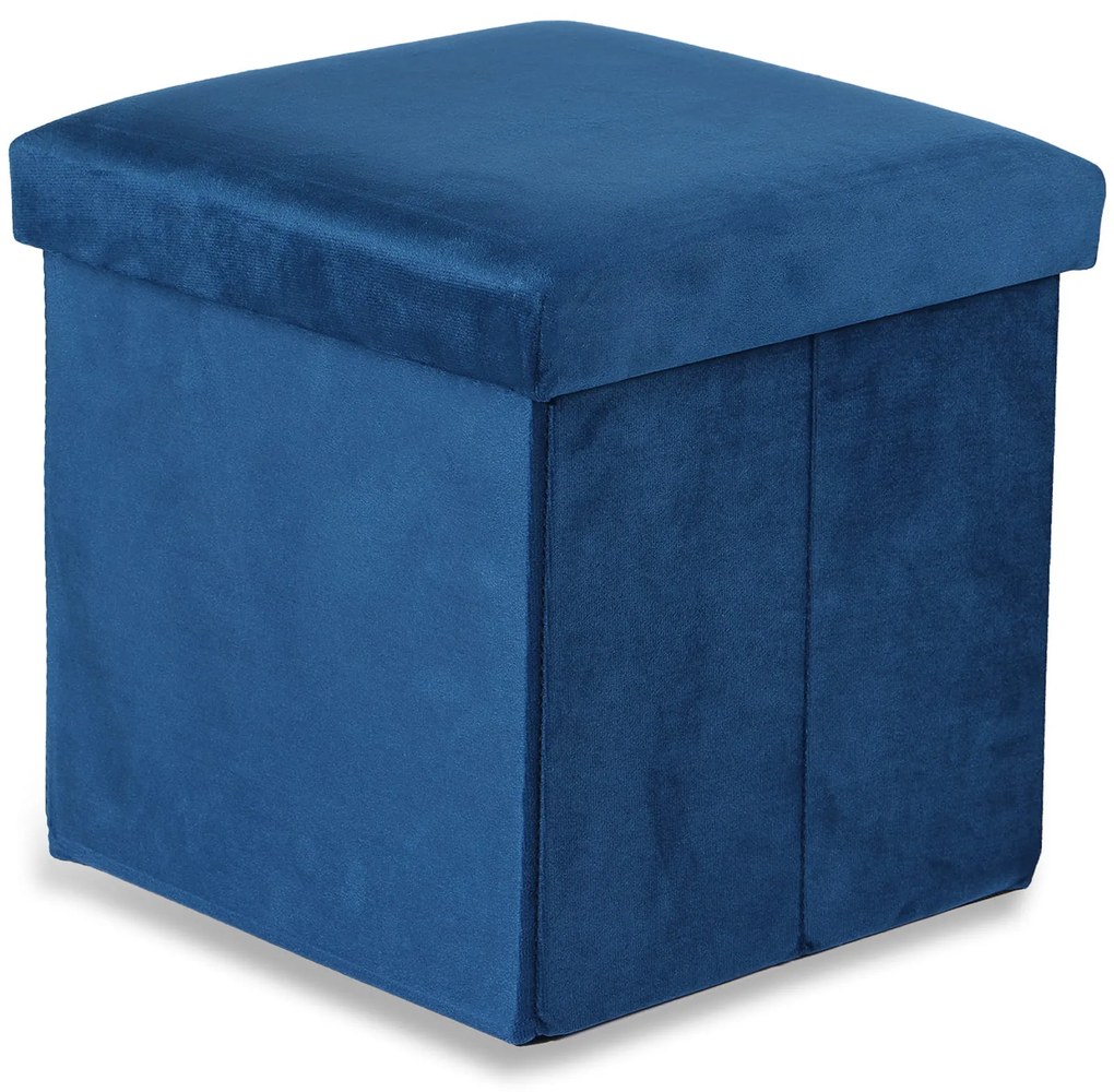 Modrý skládací taburet CUBEXO VELVET M
